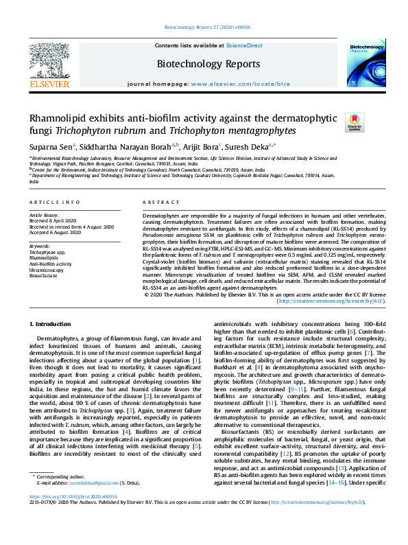 (PDF) Rhamnolipid exhibits anti-biofilm activity against the ...