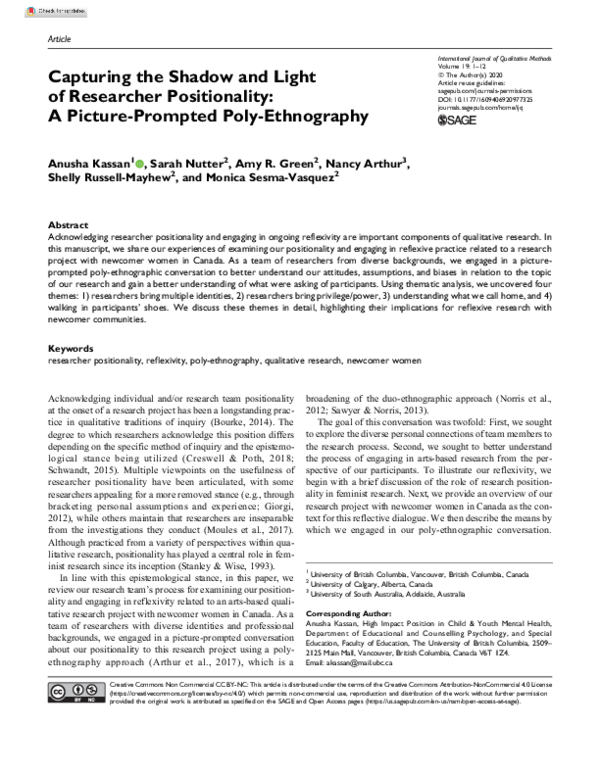 (PDF) Capturing the Shadow and Light of Researcher Positionality: A ...