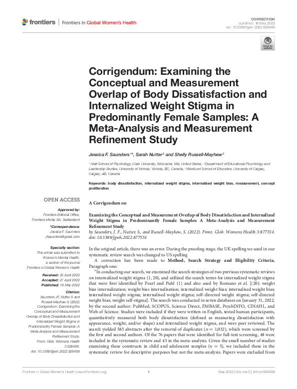 (PDF) Corrigendum: Examining the Conceptual and Measurement Overlap of ...