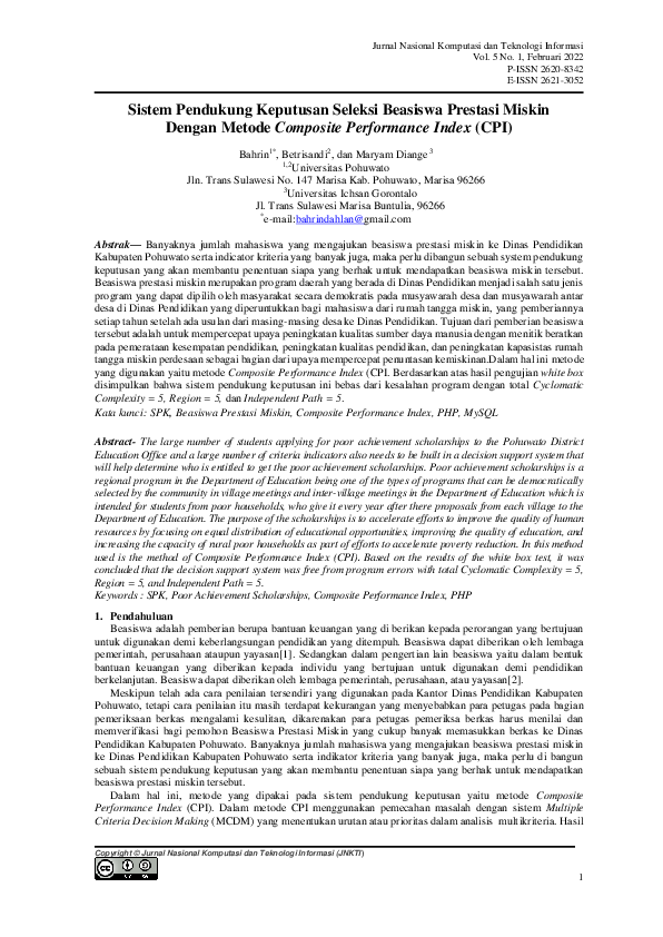 (PDF) Sistem Pendukung Keputusan Seleksi Beasiswa Prestasi Miskin Dengan Metode Composite ...