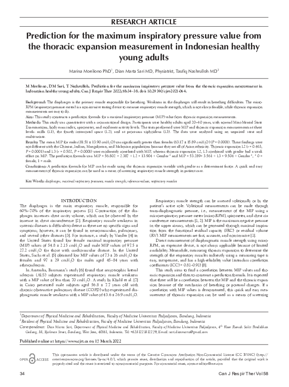(PDF) Prediction for the maximum inspiratory pressure value from the ...