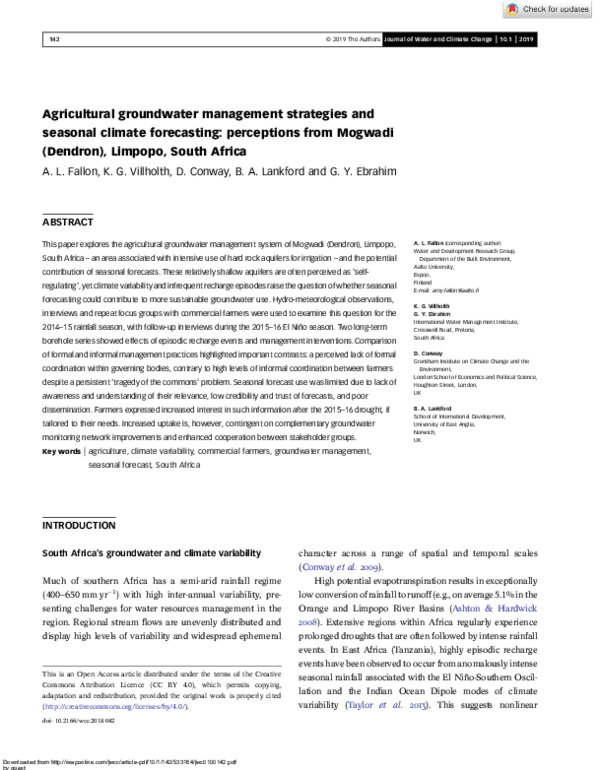 (PDF) Agricultural groundwater management strategies and seasonal ...