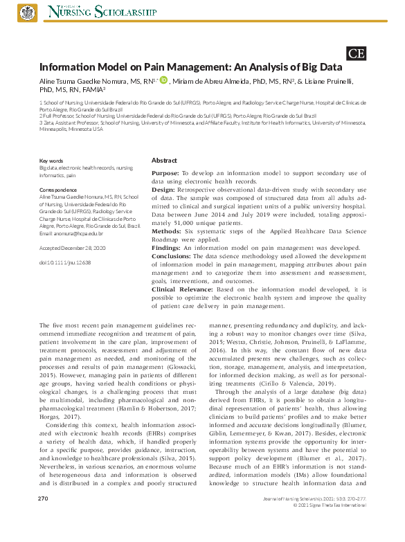 (PDF) Information Model on Pain Management: An Analysis of Big Data