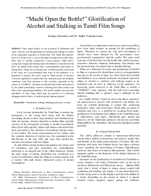 (PDF) “Machi Open the Bottle!” Glorification of Alcohol and Stalking in ...