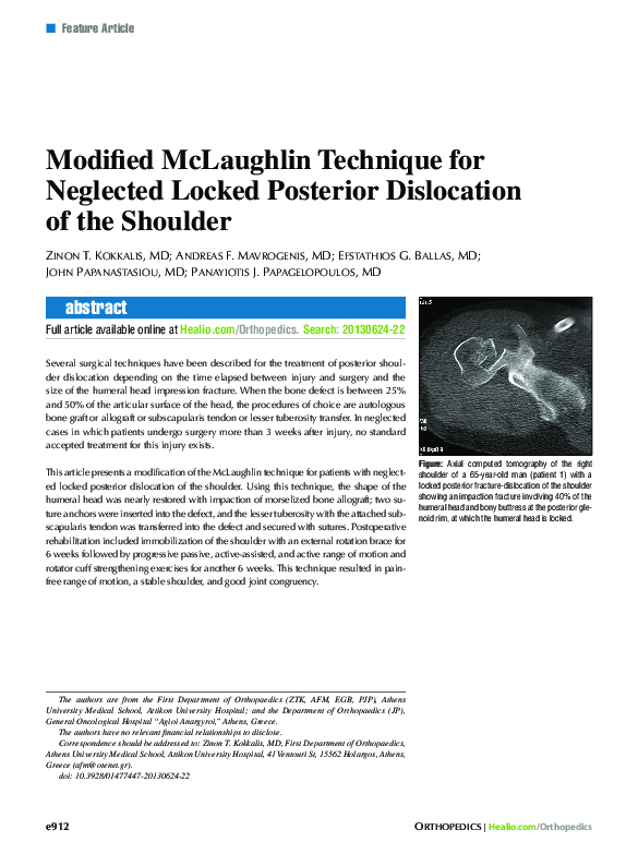 (PDF) Modified McLaughlin Technique for Neglected Locked Posterior ...