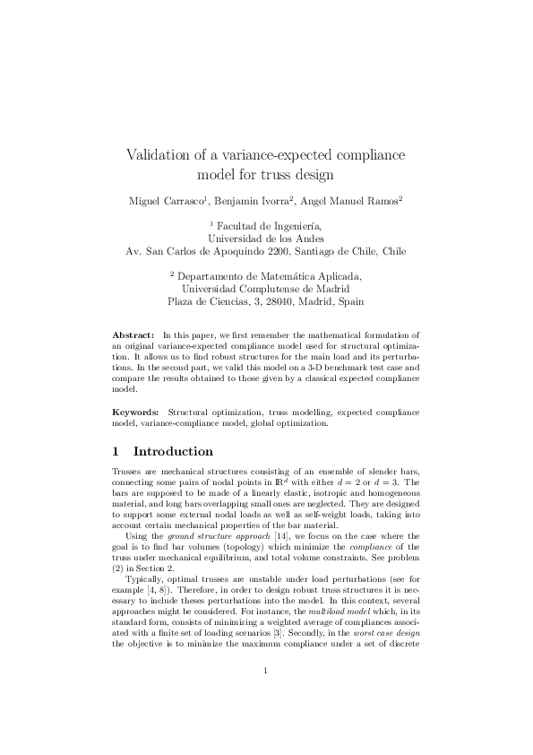 Pdf A Variance Expected Compliance Model For Structural Optimization