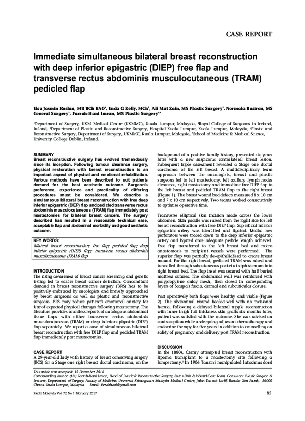 (PDF) Immediate simultaneous bilateral breast reconstruction with deep ...