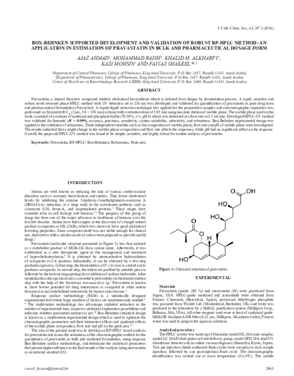 (PDF) Box-Behnken Supported Development and Validation of Robust RP-HPLC Method: An Application ...