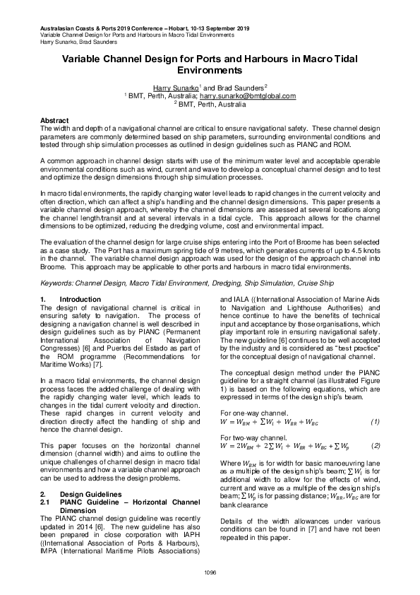 (PDF) Variable Channel Design for Ports and Harbours in Macro Tidal ...