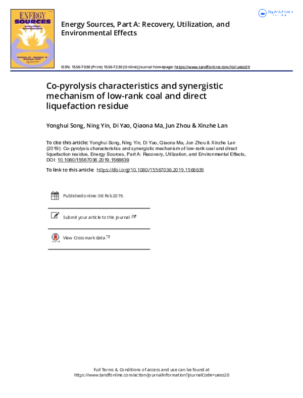 (PDF) Co-pyrolysis characteristics and synergistic mechanism of low-rank coal and direct ...