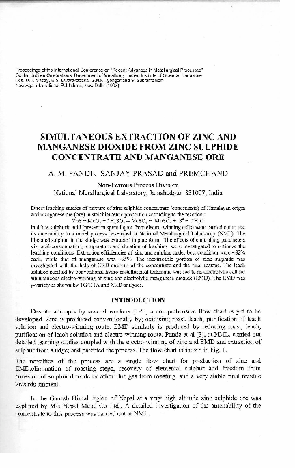 (PDF) Simultaneous Extraction of Zinc and Manganese Dioxide from Zinc ...