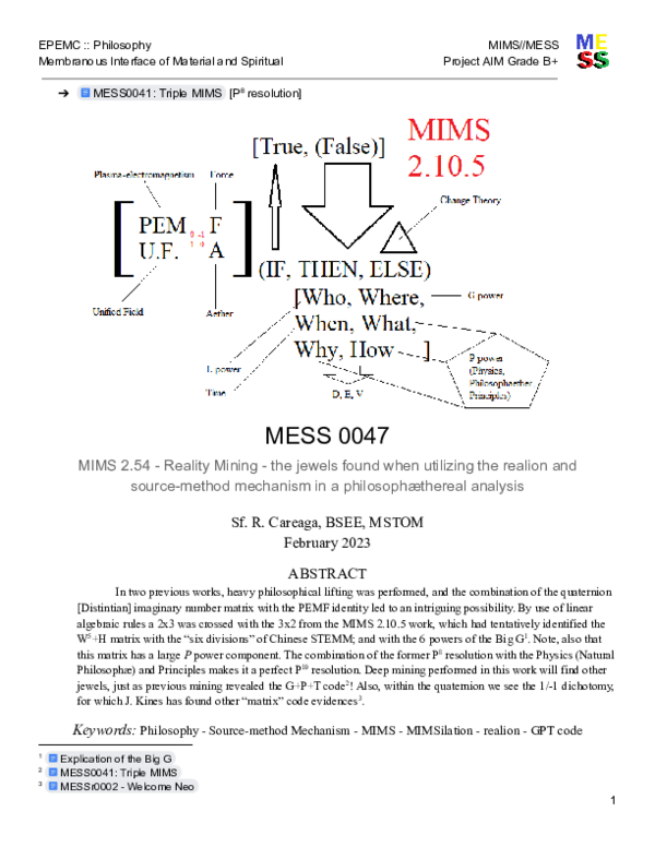 (PDF) MESS0047 - Investigation of MIMS Matrices of Reality with a ...