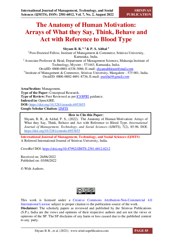 (PDF) The Anatomy of Human Motivation: Arrays of What they Say, Think ...