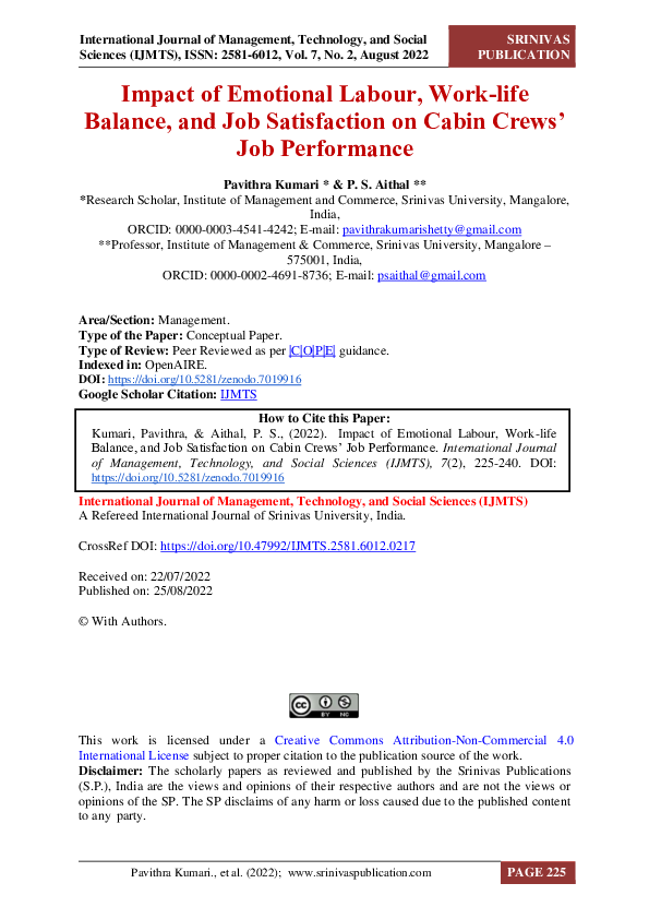 (PDF) Impact of Emotional Labour, Work-life Balance, and Job ...