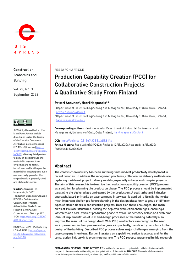 (PDF) Production Capability Creation (PCC) for Collaborative ...