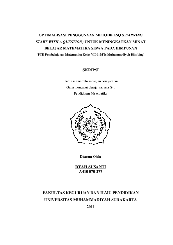 (PDF) OPTIMALISASI PENGGUNAAN METODE LSQ (LEARNING START WITH A ...