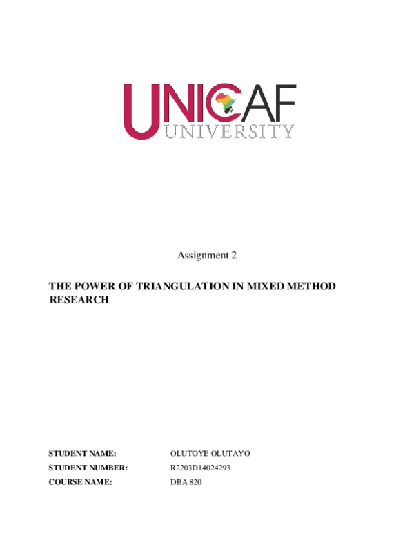 (PDF) Assignment 2 DBA Triangulation in research