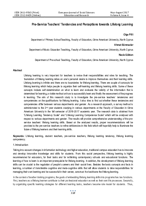 (PDF) Pre-Service Teachers’ Tendencies and Perceptions towards Lifelong ...