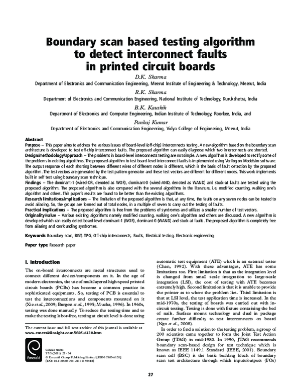 Pdf Boundary Scan Based Testing Algorithm To Detect Interconnect Faults In Printed Circuit Boards