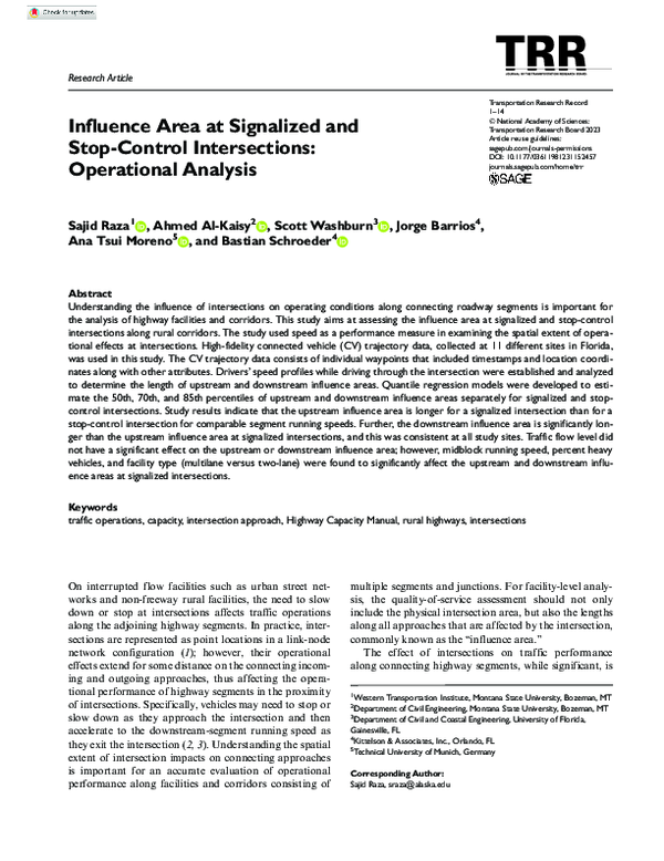 (PDF) Influence Area at Signalized and Stop-Control Intersections ...