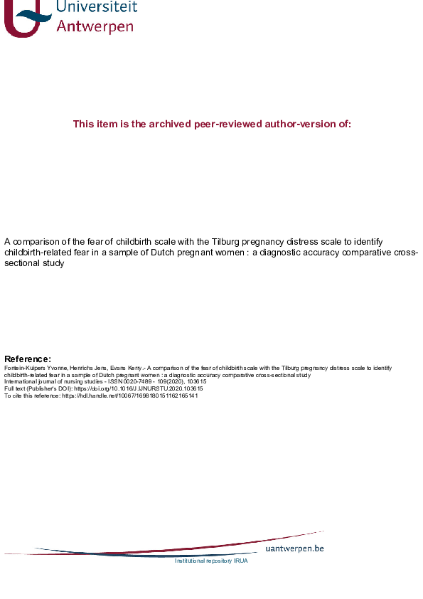(PDF) A comparison of the Fear of Childbirth Scale with the Tilburg ...