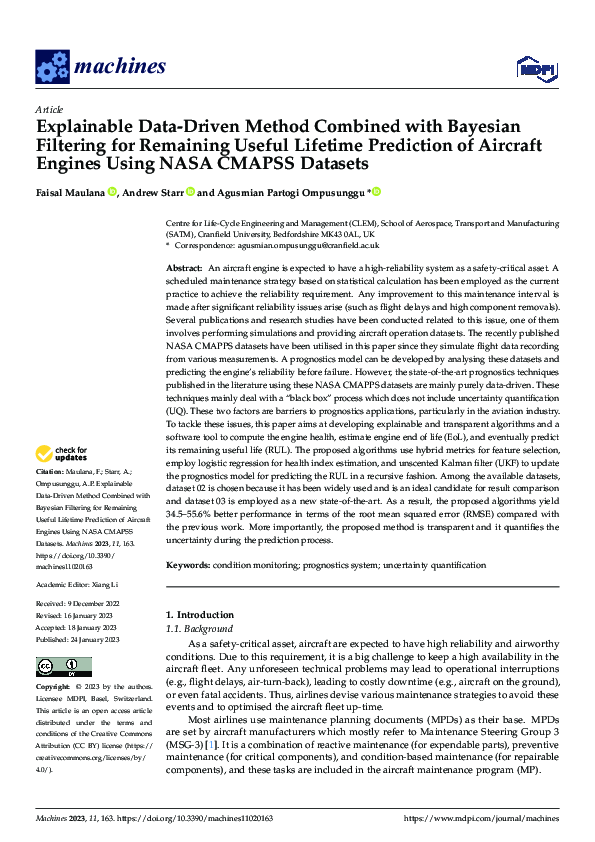(PDF) Explainable Data-Driven Method Combined with Bayesian Filtering for Remaining Useful ...