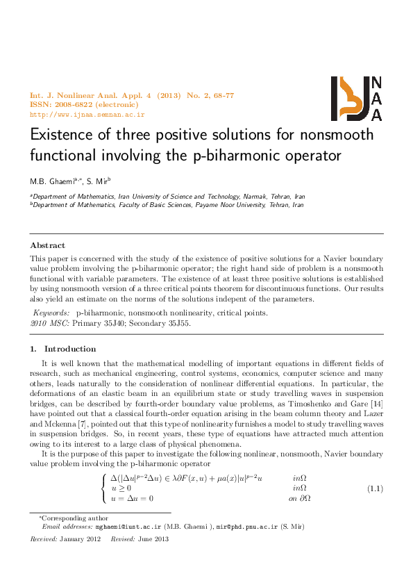 (PDF) Existence of three positive solutions for nonsmooth functional involving the p-biharmonic ...