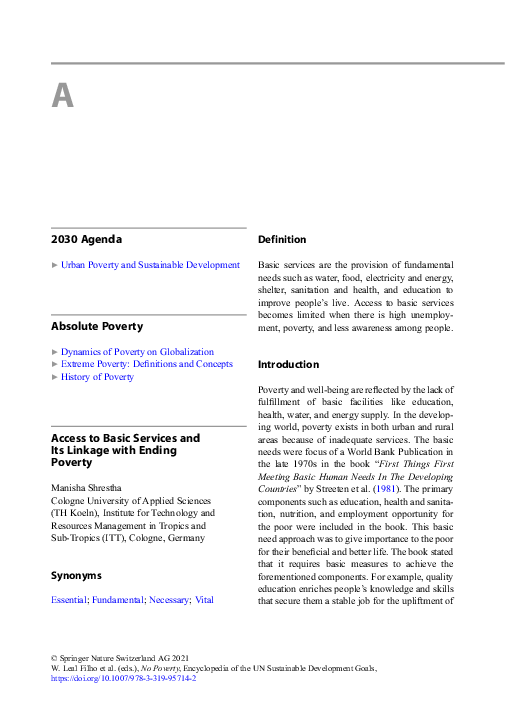 (PDF) Access to Basic Services and Its Linkage with Ending Poverty