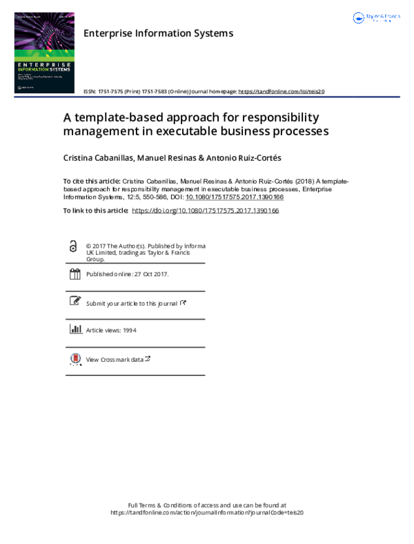 (PDF) A template-based approach for responsibility management in executable business processes