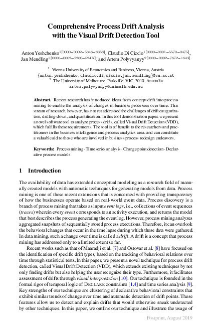 (PDF) Comprehensive Process Drift Analysis with the Visual Drift Detection Tool | Claudio Ciccio ...