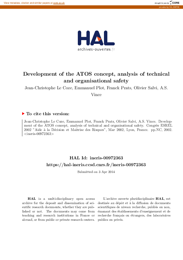 (PDF) Development of the ATOS concept, analysis of technical and ...