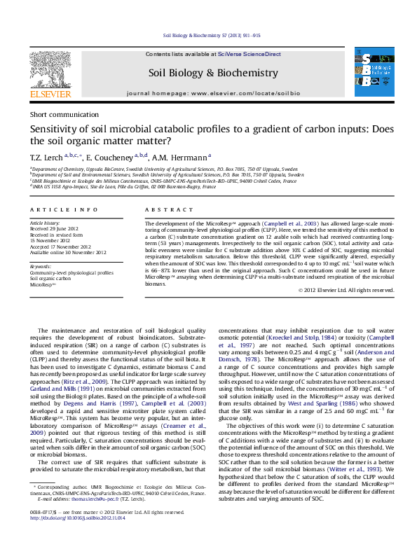 (PDF) Sensitivity of soil microbial catabolic profiles to a gradient of ...