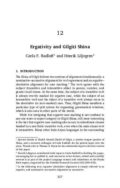 (PDF) Ergativity and Gilgiti Shina | Henrik Liljegren - Academia.edu