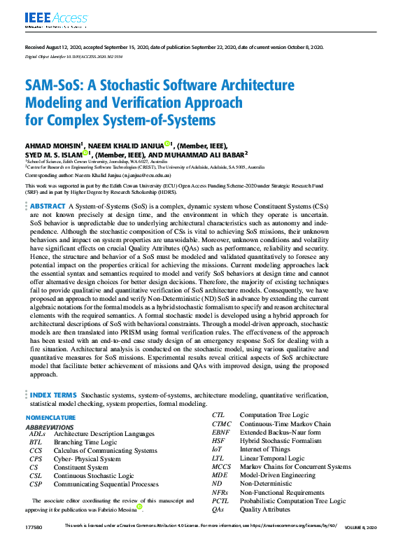 (PDF) SAM-SoS: A Stochastic Software Architecture Modeling and ...