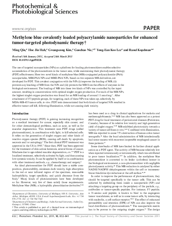(PDF) Methylene blue covalently loaded polyacrylamide nanoparticles for ...