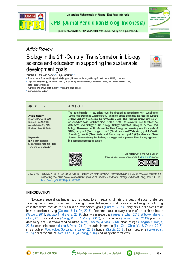 (PDF) Biology in the 21st-Century: Transformation in biology science ...