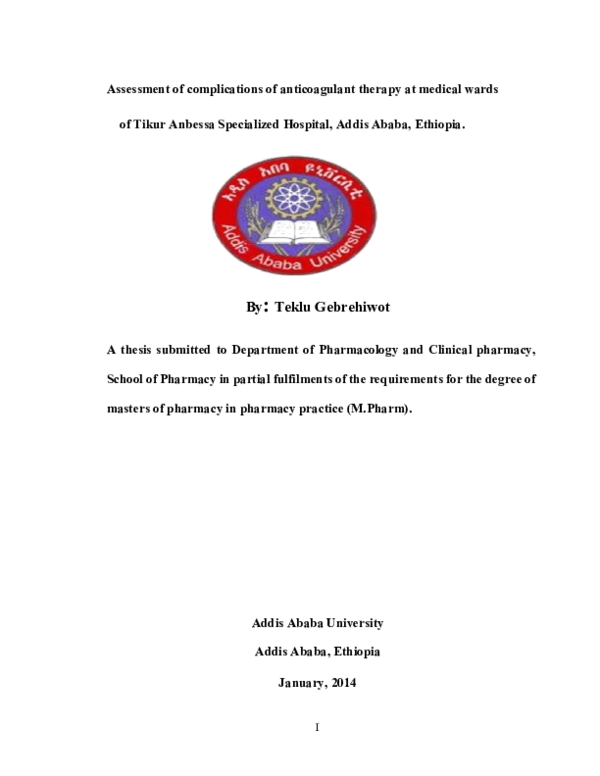 (PDF) Assessment of complications of anticoagulant therapy at medical ...