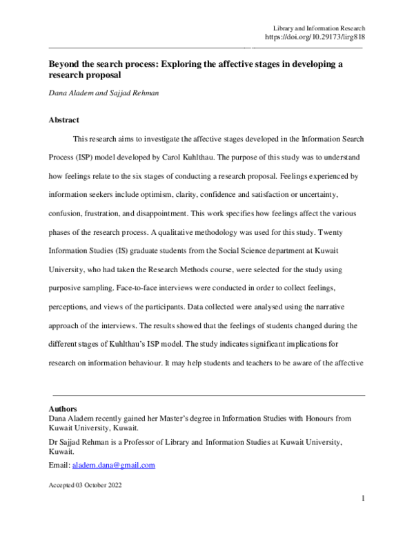 (PDF) Beyond the search process: Exploring the affective stages in ...