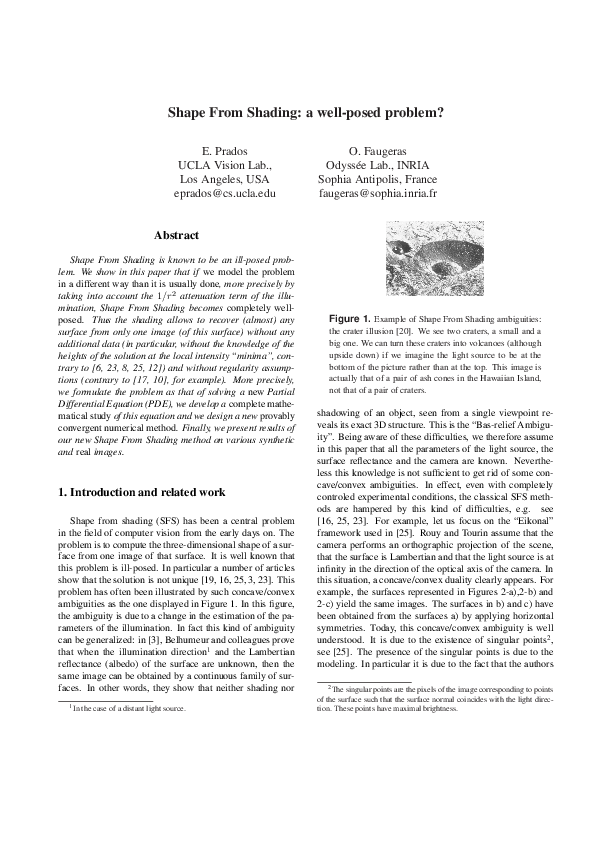 (PDF) Shape from Shading: A Well-Posed Problem?