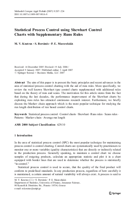 (PDF) Statistical Process Control using Shewhart Control Charts with ...