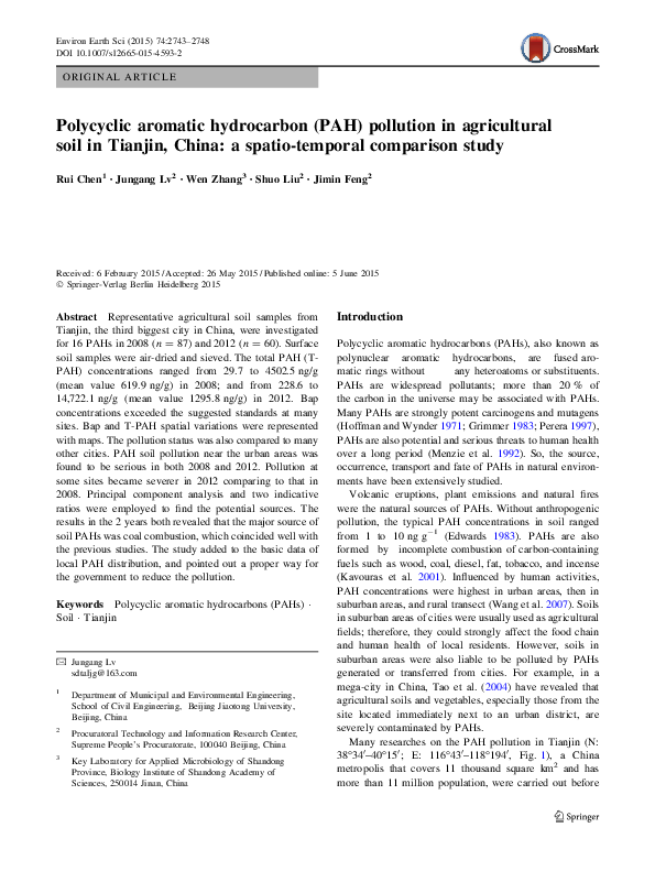 (PDF) Polycyclic aromatic hydrocarbon (PAH) pollution in agricultural ...