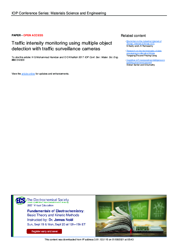Pdf Traffic Intensity Monitoring Using Multiple Object Detection With Traffic Surveillance Cameras