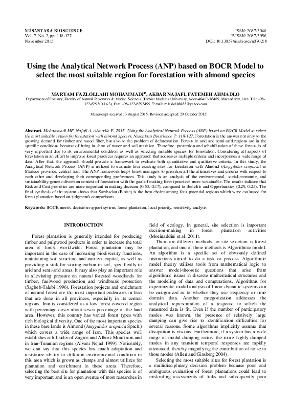 (PDF) Using the Analytical Network Process (ANP) based on BOCR Model to select the most suitable ...