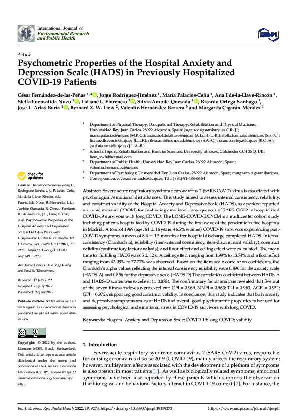 (PDF) Psychometric Properties of the Hospital Anxiety and Depression ...