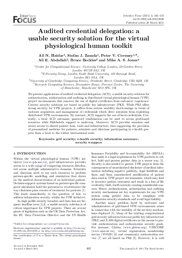 (PDF) Audited credential delegation: A usable security solution for the virtual physiological ...