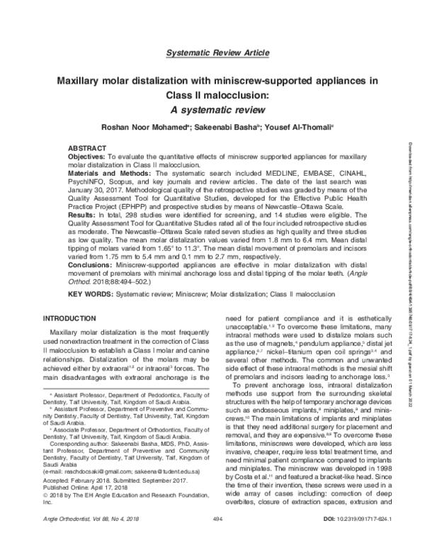Pdf { Content Maxillary Molar Distalization With Miniscrew