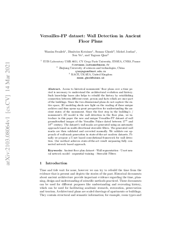 Pdf Versailles Fp Dataset Wall Detection In Ancient Floor Plans