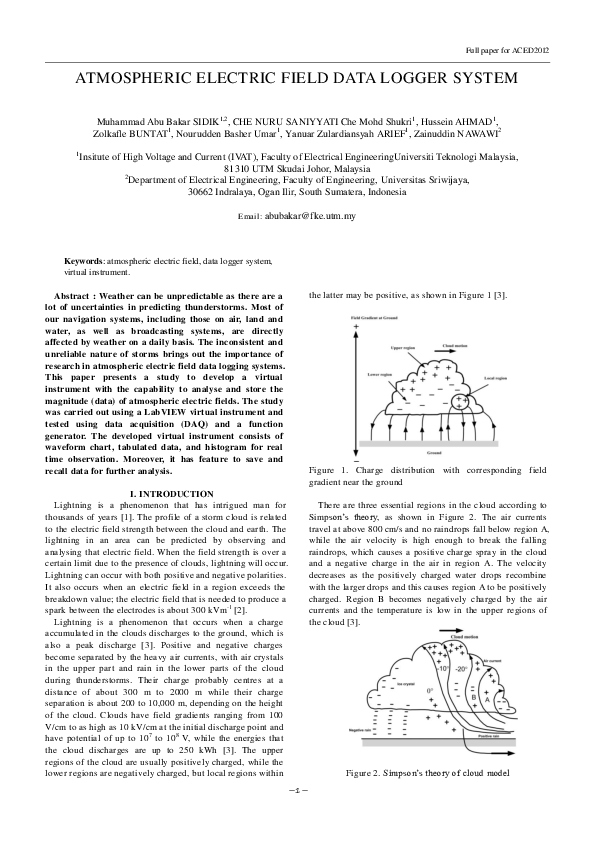 (PDF) Atmospheric Electric Field Data Logger System