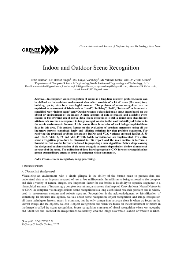 (PDF) Indoor and Outdoor Scene Recognition