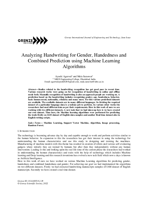 (PDF) Analyzing Handwriting for Gender, Handedness and Combined Prediction using Machine ...